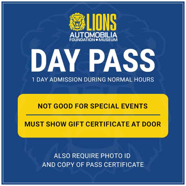 Day Pass Gift - Lions Automobilia Foundation